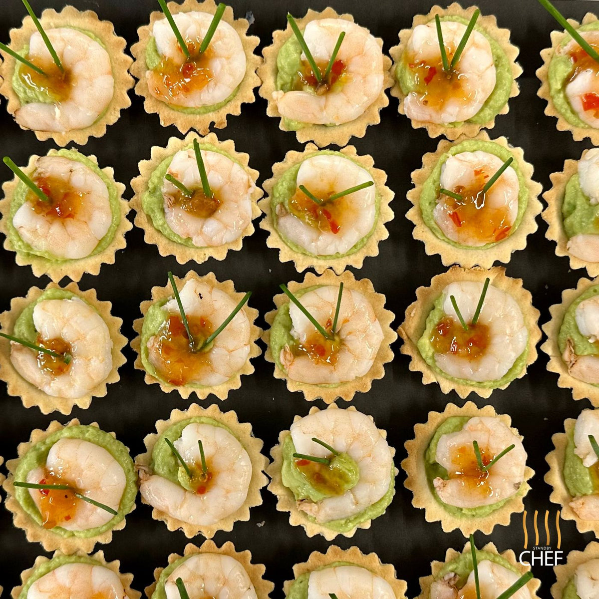 Poached Prawns Canapes and Spicy Tomato Chutney for Christmas